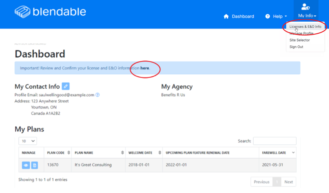 Viewing and updating your license and E&O information in your Advisor ...